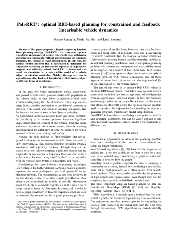 (PDF) Poli-RRT*: Optimal RRT-based planning for constrained and ...