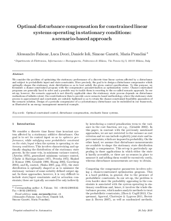 (PDF) A new approach to controller design in presence of constraints | Maria Prandini - Academia.edu