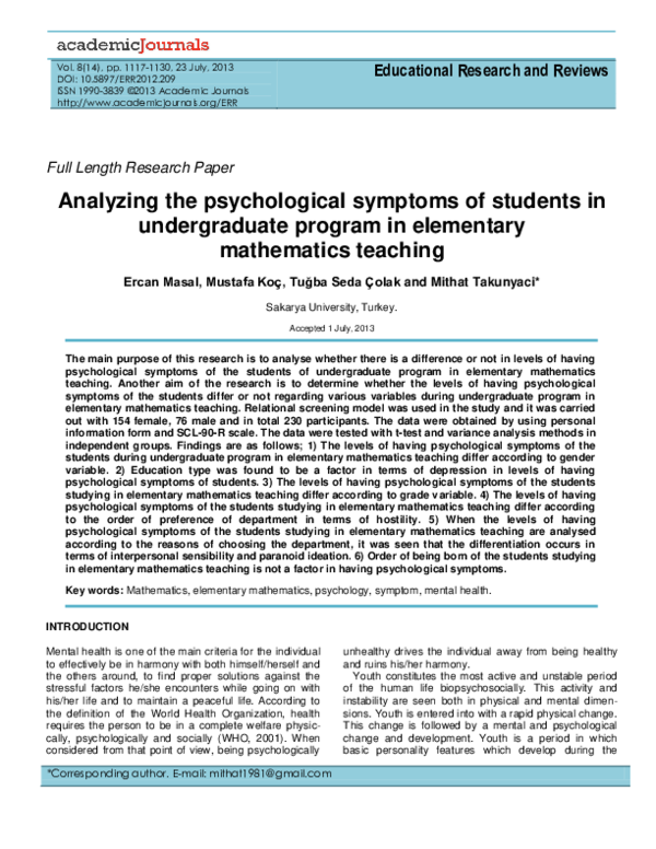 (PDF) Educational Research and Reviews Analyzing the psychological ...
