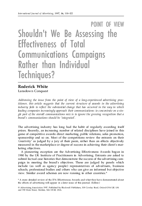 (PDF) Shouldn't We Be Assessing the Effectiveness of Total ...