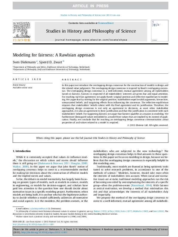 (PDF) Modeling for fairness: A Rawlsian approach