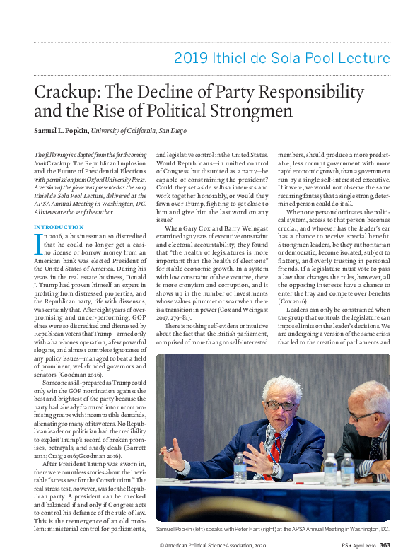(PDF) Crackup: The Decline of Party Responsibility and the Rise of ...