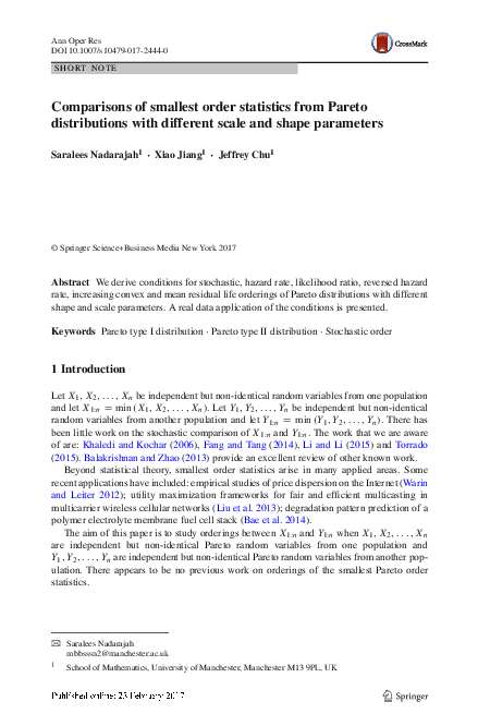 (PDF) Comparisons of smallest order statistics from Weibull ...