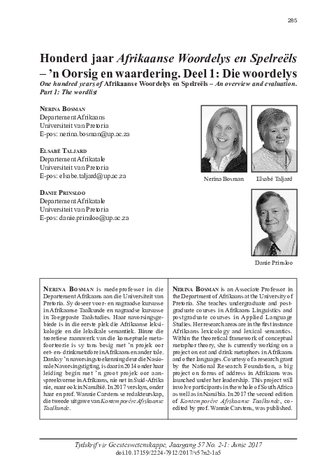 (PDF) One hundred years of Afrikaanse Woordelys en Spelreëls - An ...