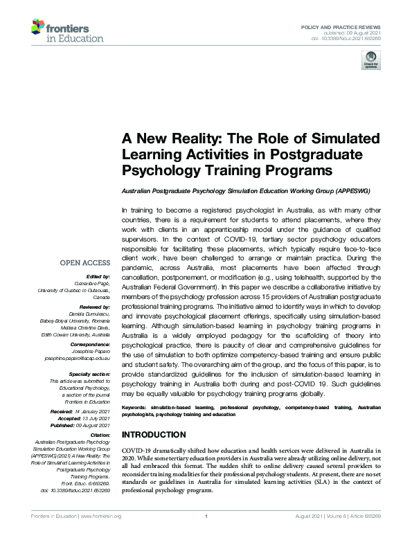 (PDF) A new reality: The role of simulated learning activities in ...