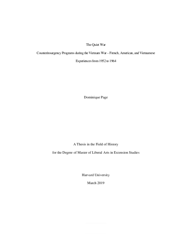 (PDF) The Quiet War - Counterinsurgency Programs During the Vietnam War ...