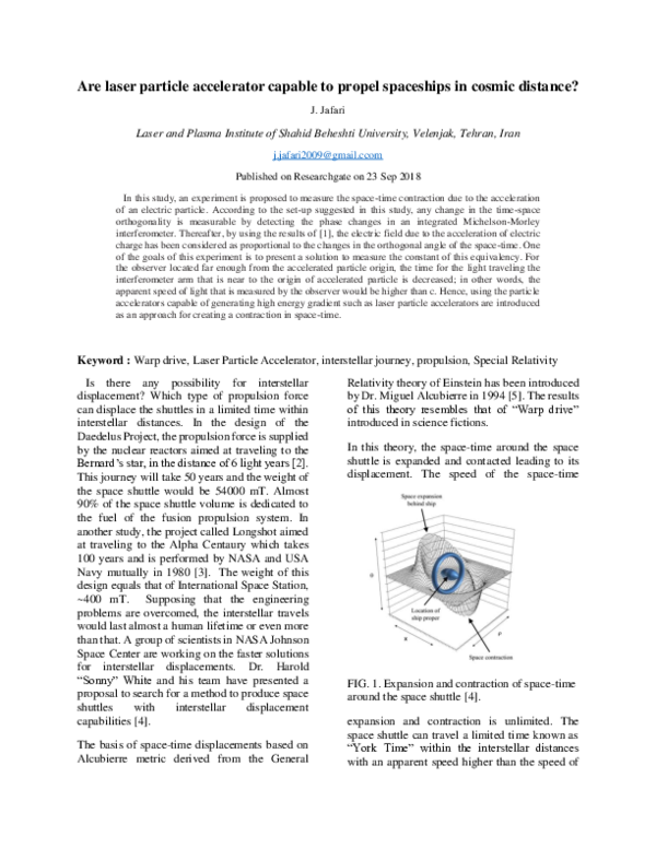 (PDF) Are laser particle accelerator capable to propel spaceships in ...