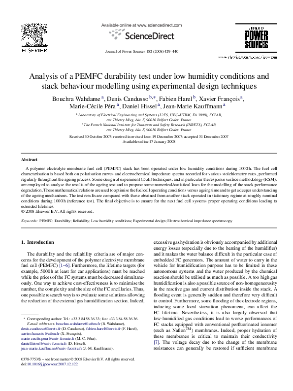 (PDF) Analysis of a PEMFC durability test under low humidity conditions ...
