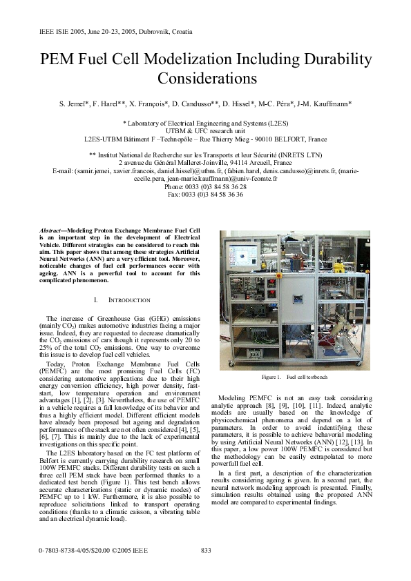(PDF) PEM fuel cell modelization including durability considerations