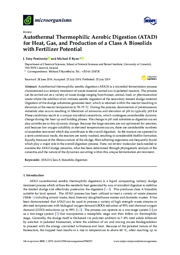 (PDF) Autothermal thermophilic aerobic digestion (ATAD) — Part I ...