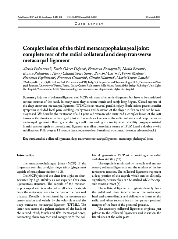 (PDF) Complex lesion of the third metacarpophalangeal joint: complete ...