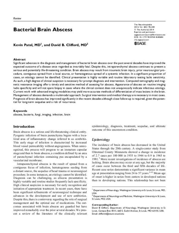 (PDF) Bacterial brain abscess
