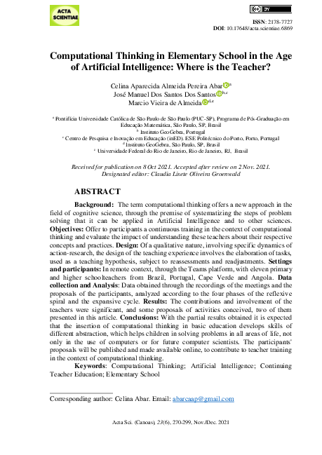 (PDF) Computational Thinking in Basic School in the Age of Artificial ...