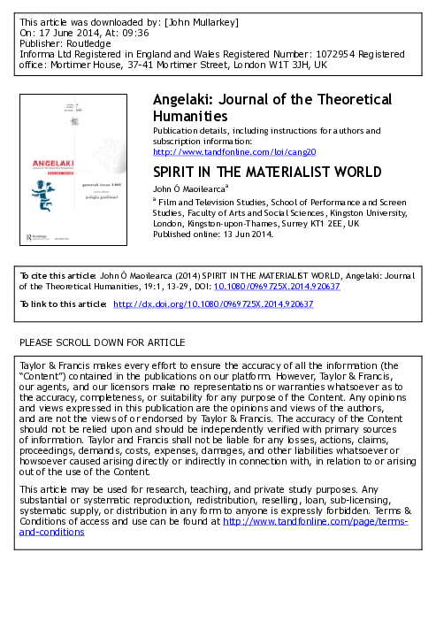 (PDF) Spirit in the Materialist World