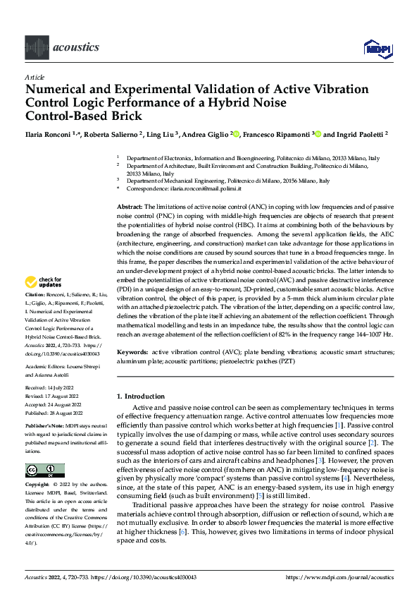 Numerical And Experimental Validation Of Active Vibration Control Logic Performance Of A Hybrid