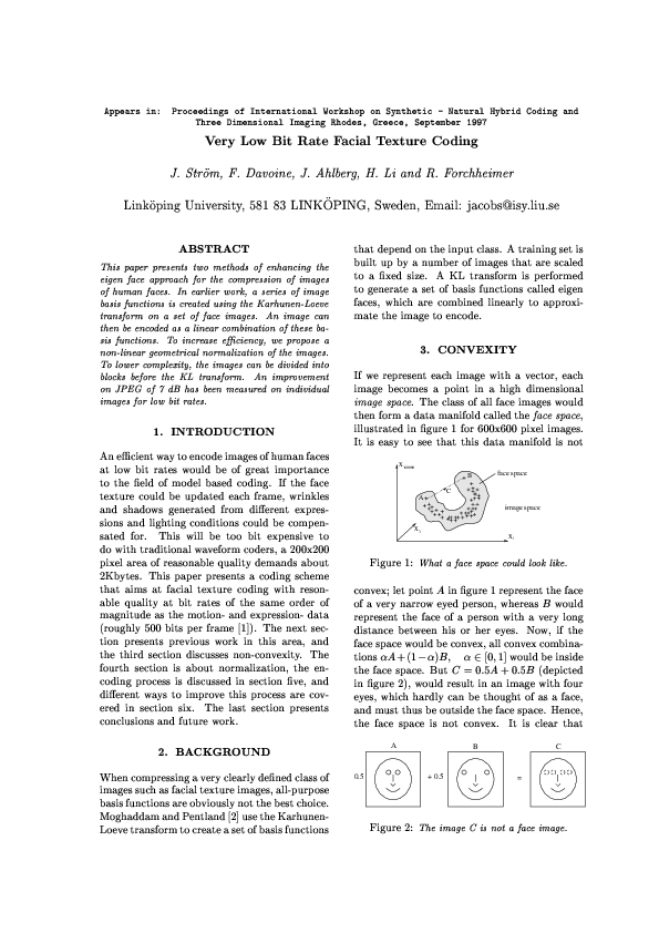 (PDF) Very low bit rate facial texture coding