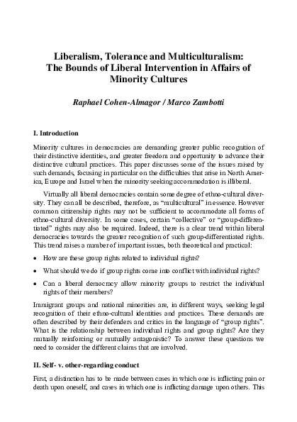 (PDF) Liberalism, Tolerance and Multiculturalism: The Bounds of Liberal ...
