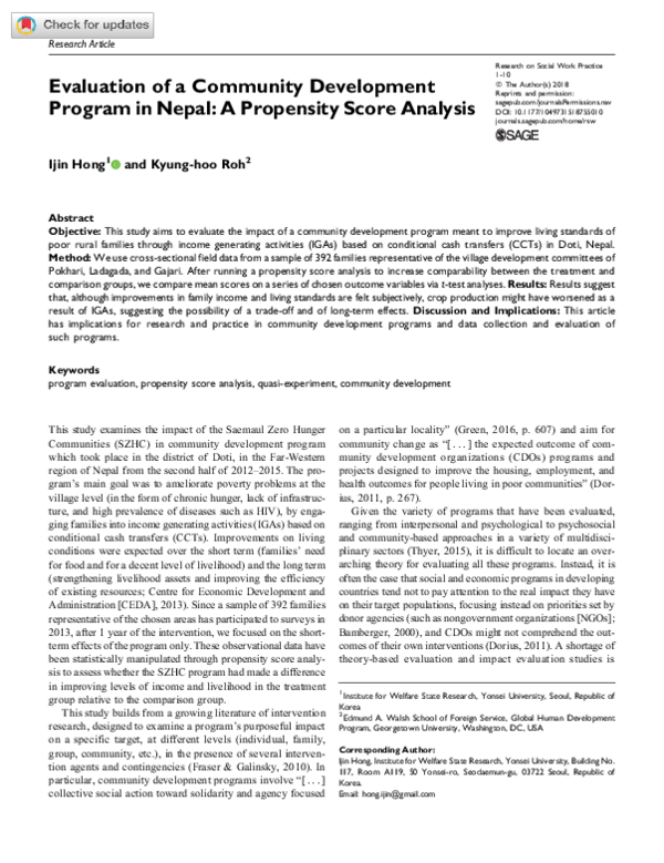 (PDF) Evaluation of a Community Development Program in Nepal
