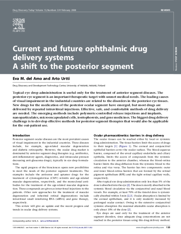 (PDF) Current and future ophthalmic drug delivery systemsA shift to the ...