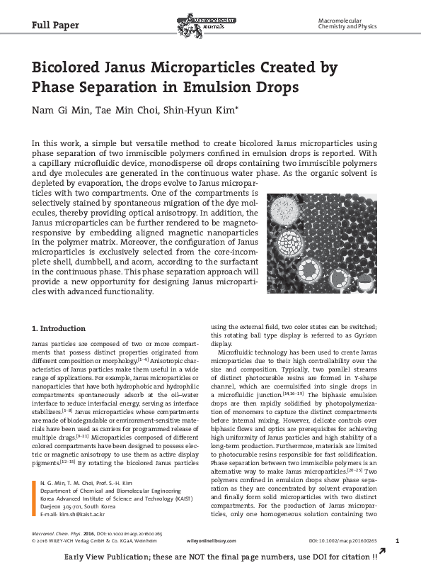 (PDF) Creating Bicolored Janus Microparticles via Emulsions