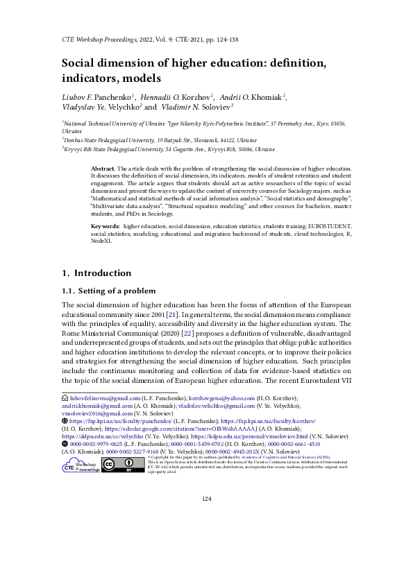 (PDF) Social dimension of higher education: definition, indicators ...