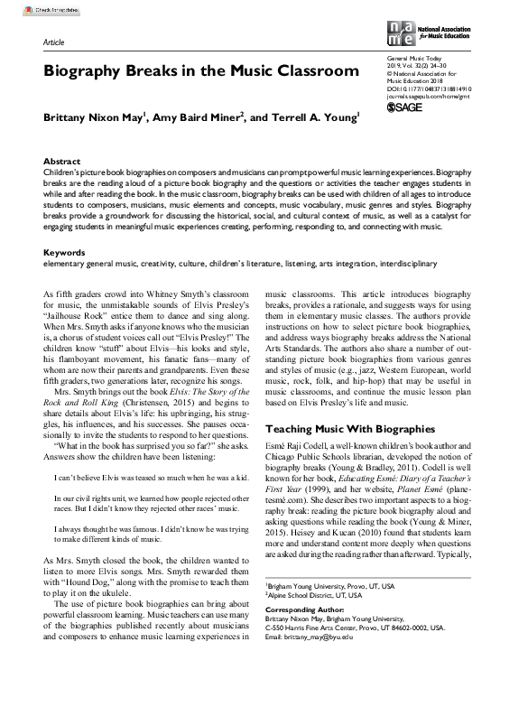 (PDF) Biography Breaks in the Music Classroom