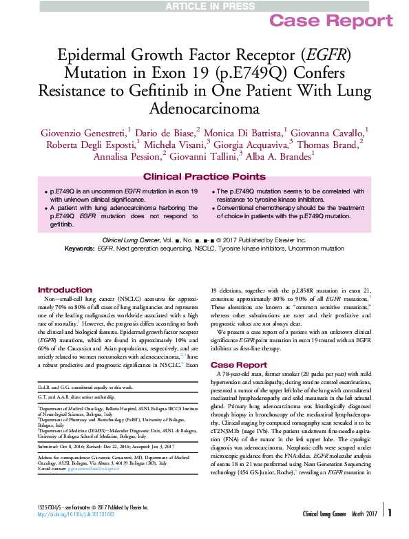 (PDF) Epidermal growth factor receptor (EGFR) mutations are the main ...