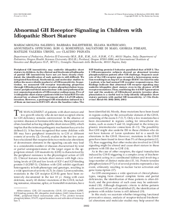 (PDF) Abnormal GH Receptor Signaling in Children with Idiopathic Short ...