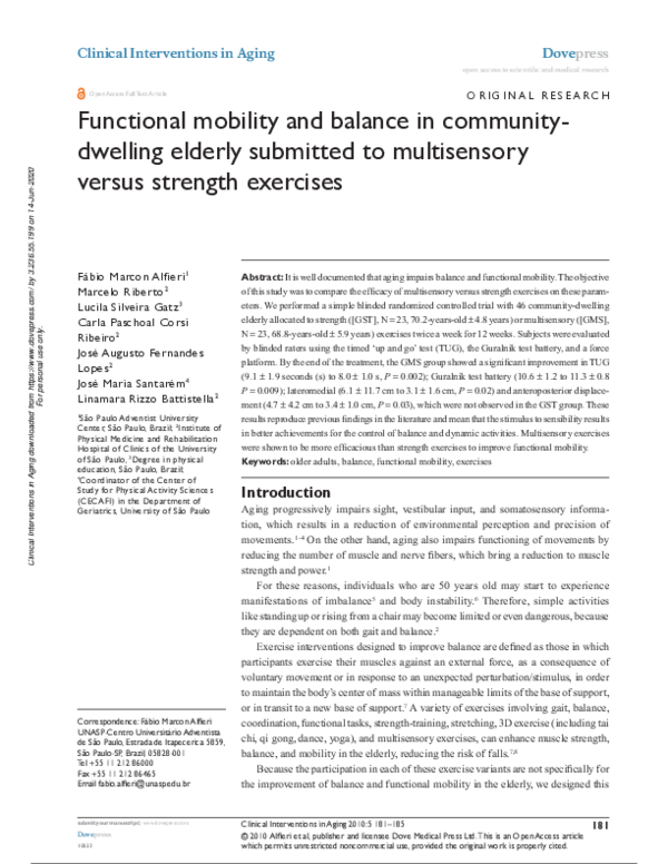 (PDF) Functional mobility and balance in community-dwelling elderly ...