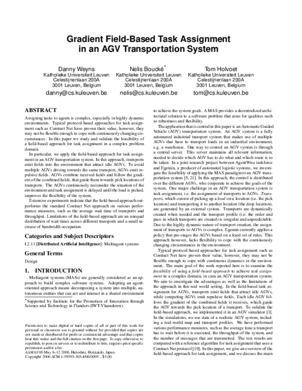 (PDF) Gradient field-based task assignment in an AGV transportation system