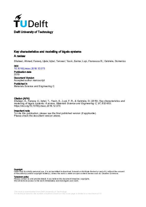 (PDF) Key characteristics and modelling of bigels systems: A review