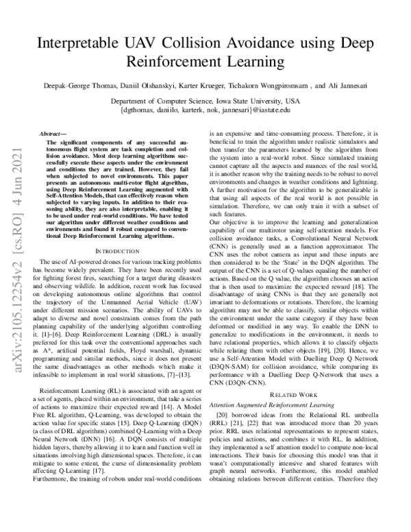 (PDF) Interpretable UAV Collision Avoidance using Deep Reinforcement ... (PDF) Interpretable UAV Collision Avoidance using Deep Reinforcement ...