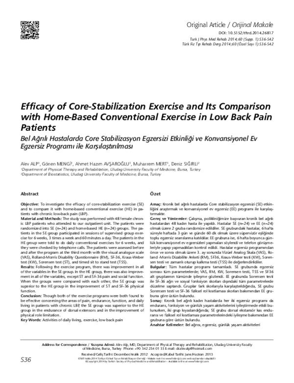 (PDF) Efficacy of Core-Stabilization Exercise and Its Comparison with ...