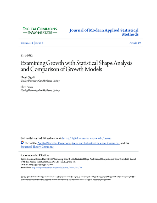 (PDF) Examining Growth with Statistical Shape Analysis and Comparison of Growth Models