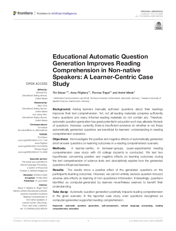 (PDF) Educational Automatic Question Generation Improves Reading Comprehension in Non-native ...