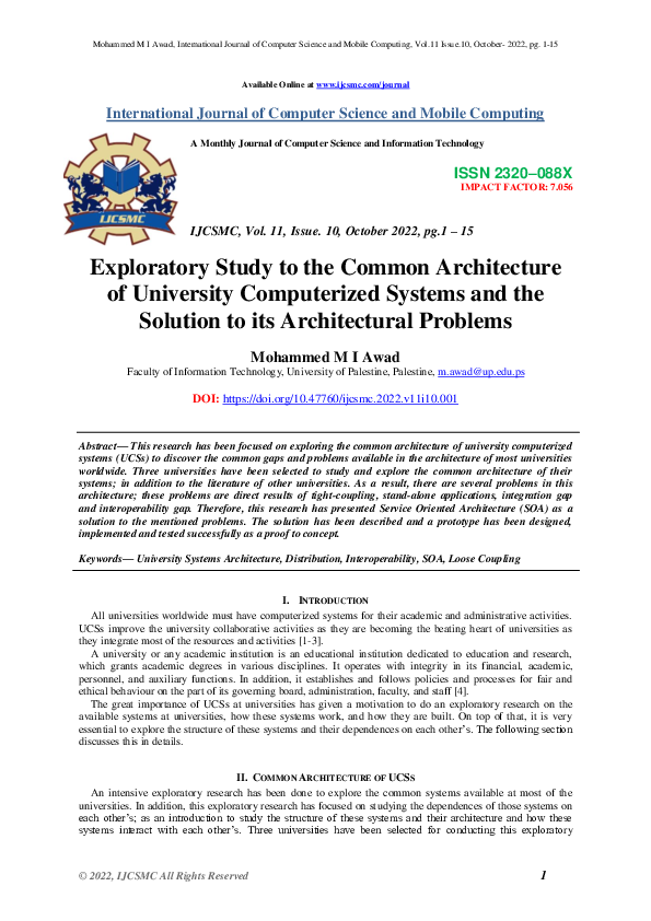 (PDF) Exploratory Study to the Common Architecture of University ...