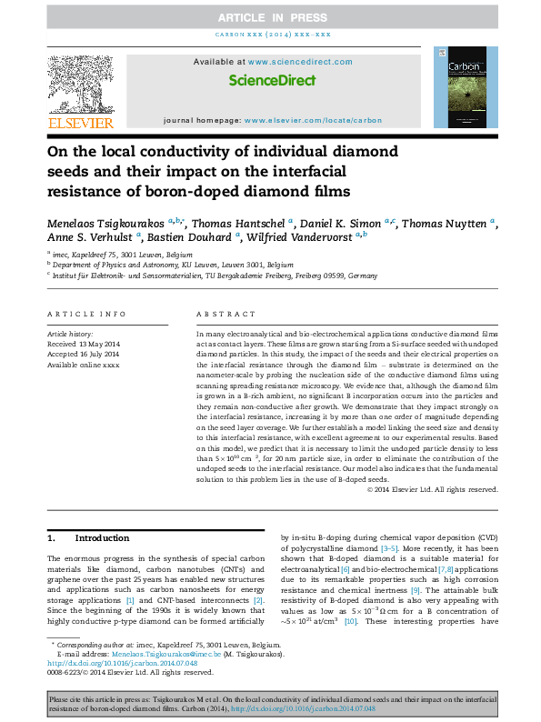 (PDF) On the local conductivity of individual diamond seeds and their ...
