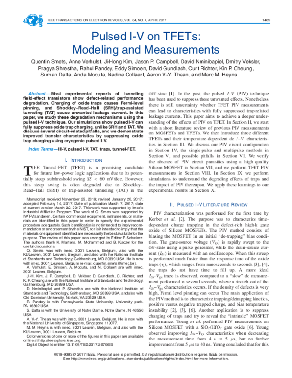 (PDF) Pulsed I-V on TFETs: Modeling and Measurements | Anne Verhulst ...