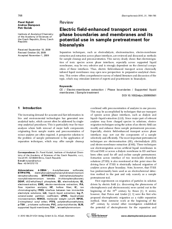 (PDF) Electric field-enhanced transport across phase boundaries and membranes and its potential ...