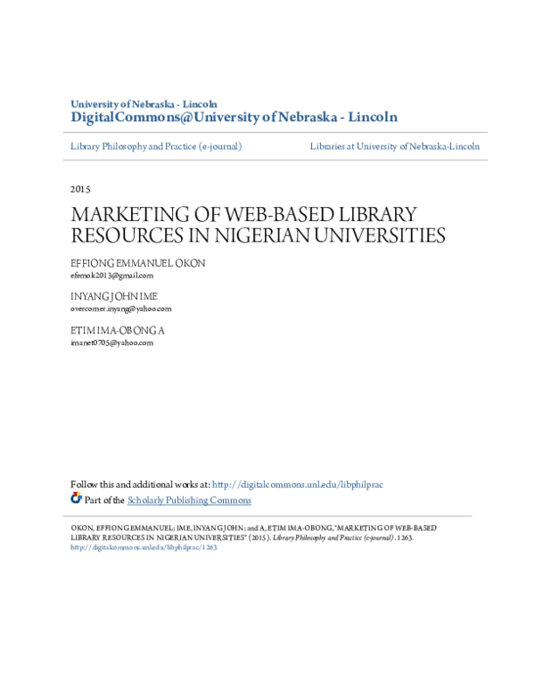(PDF) Marketing of Web-Based Library Resources in Nigerian Universities