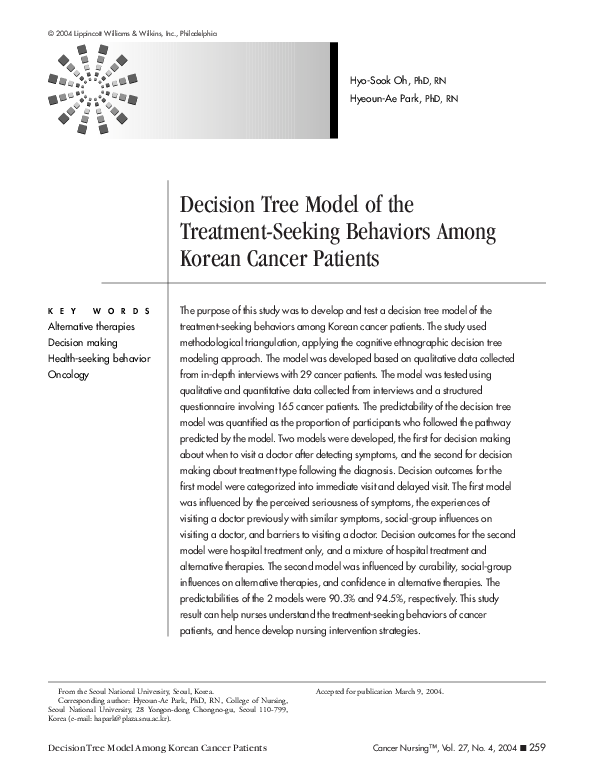 (PDF) Decision Tree Model of the Treatment-Seeking Behaviors Among ...