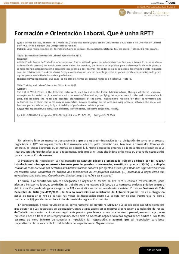 (PDF) Training and Labor Orientation. What is an RPT?