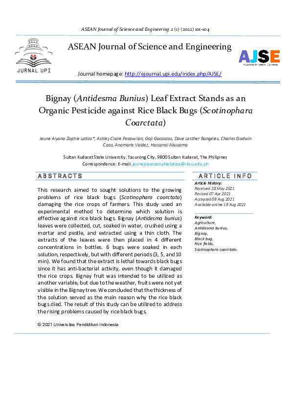 (PDF) Bignay (Antidesma Bunius) Leaf Extract Stands as an Organic ...