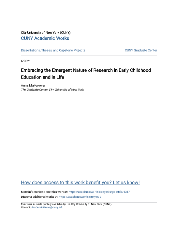 (PDF) Embracing the Emergent Nature of Research in Early Childhood ...