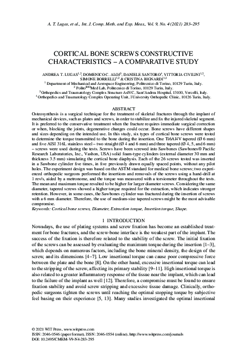(PDF) Cortical bone screws constructive characteristics – A comparative ...