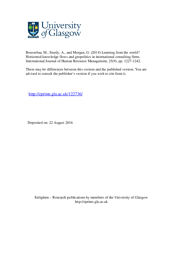 (PDF) Learning from the world? Horizontal knowledge flows and ...