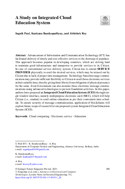 (PDF) A Study on Integrated Cloud Education System