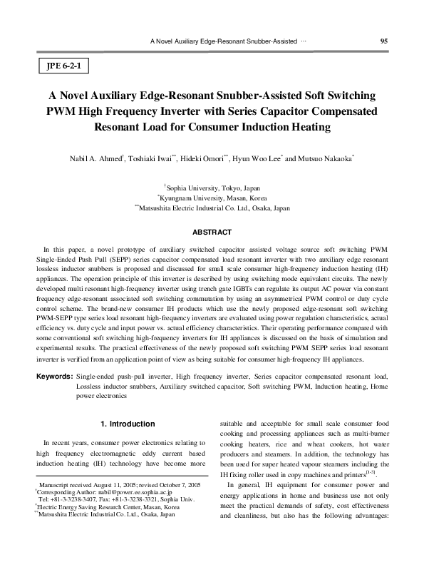 (PDF) A novel auxiliary edge-resonant snubber-assisted soft switching PWM high frequency ...