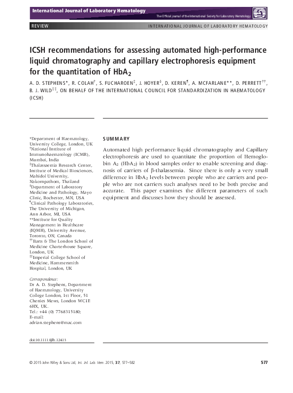 (PDF) ICSH recommendations for assessing automated high-performance ...