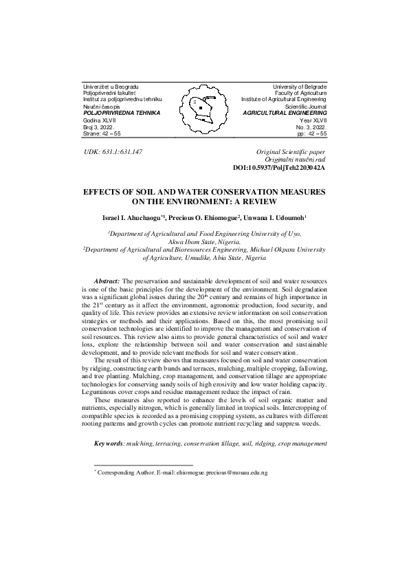 (PDF) Effects of soil and water conservation measures on the environment: A review